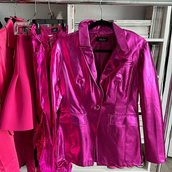 Jackets & Coats | Hot Pink Metallic Blazer | Poshmark